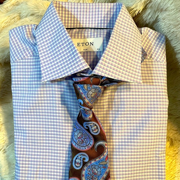 Shirts | Nwot Eton Mens Dress Shirt With Complementary Tie | Poshmark